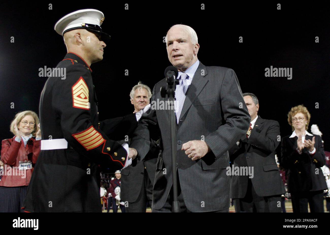 Sen. John McCain, R-Az., right, is announced by first sergeant, David ...