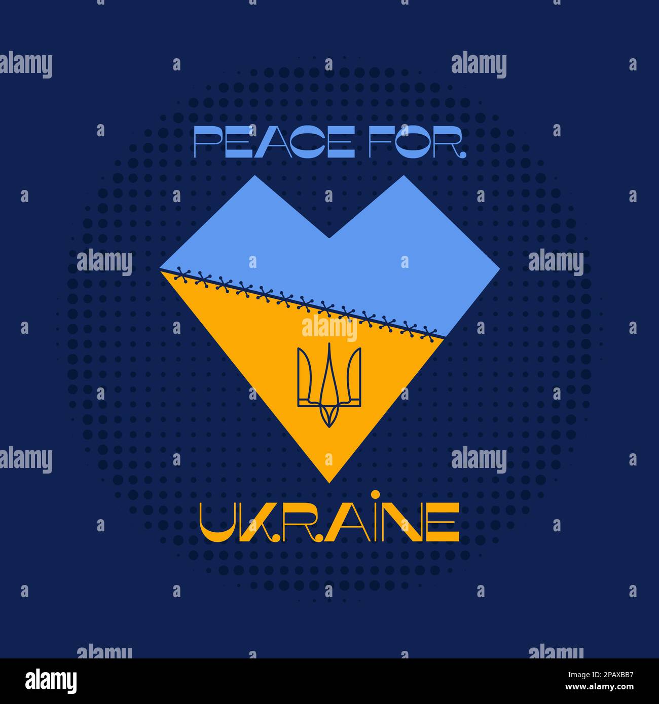 Peace for Ukraine badge design with Ukrainian coat of arms inside the ...