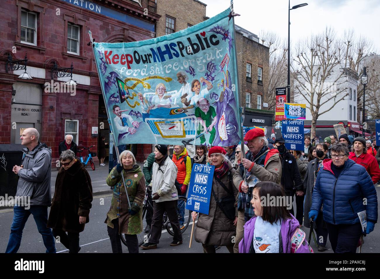 London, UK. 11th March, 2023. Campaigners from Keep Our NHS Public ...