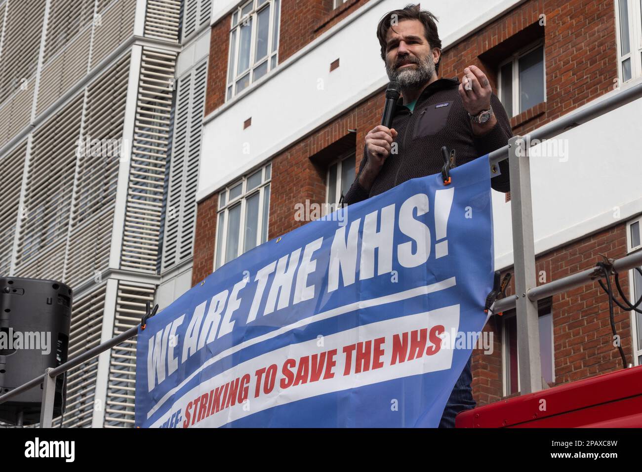 London, UK. 11th March, 2023. Comedy actor Rob Delaney addresses ...