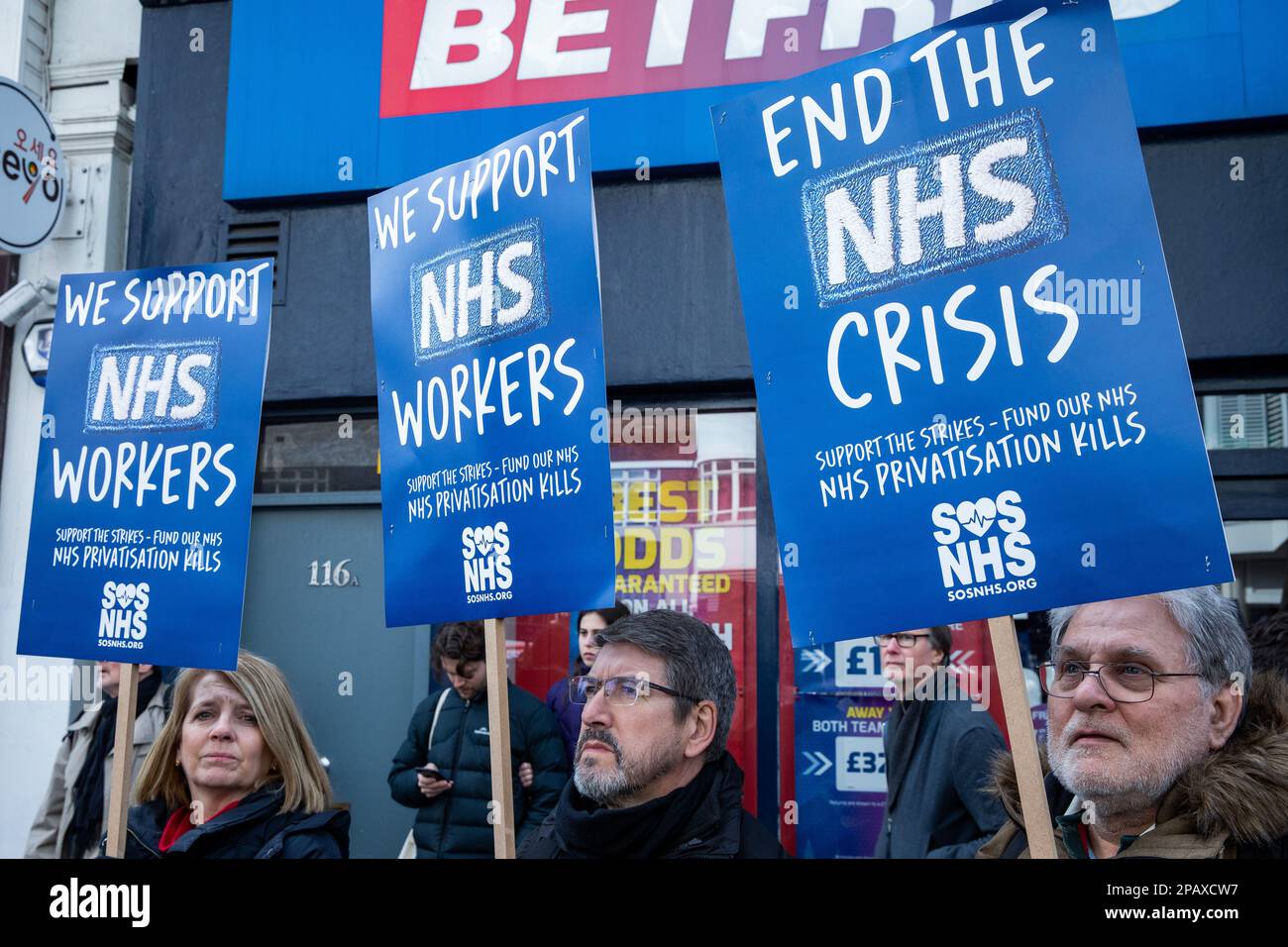 London, UK. 11th March, 2023. Campaigners against the privatisation of ...