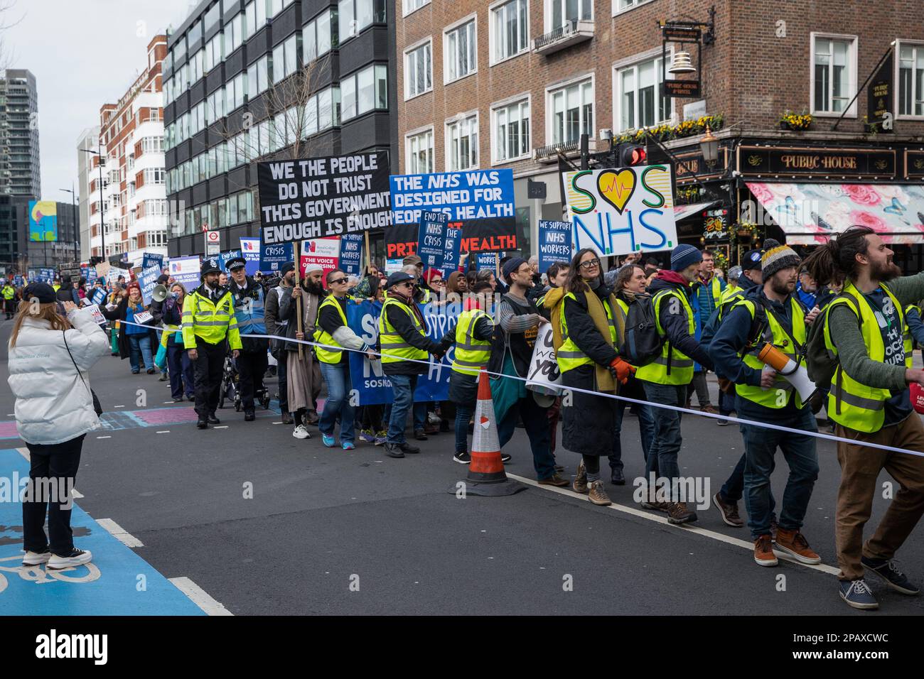 London, UK. 11th March, 2023. Campaigners against the privatisation of ...