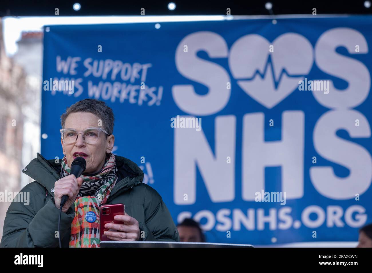 London, UK. 11th March, 2023. Laura Godfrey-Isaacs, midwife, addresses ...