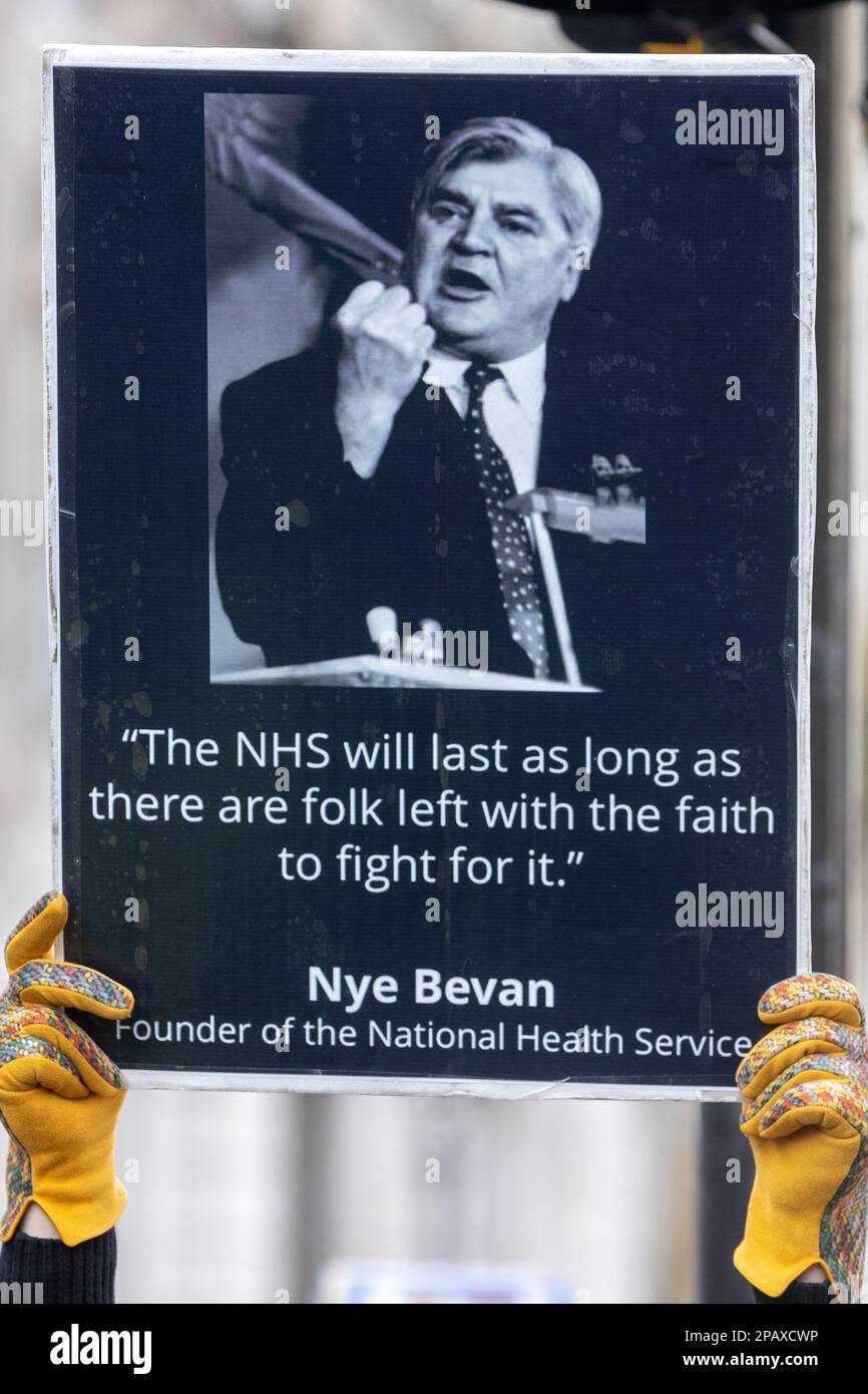 London, UK. 11th March, 2023. A campaigner against the privatisation of ...