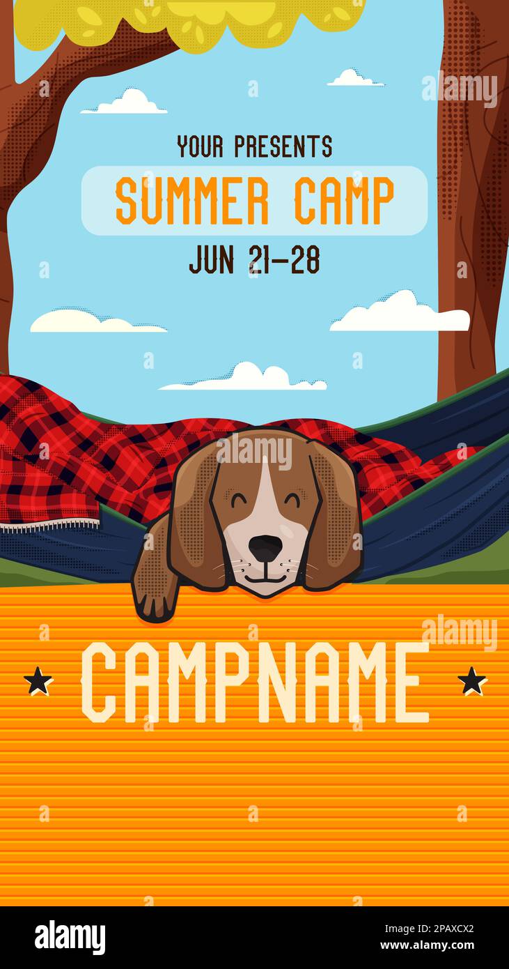 Adveture Summer Camp Social media post template with sleeping dog and ...