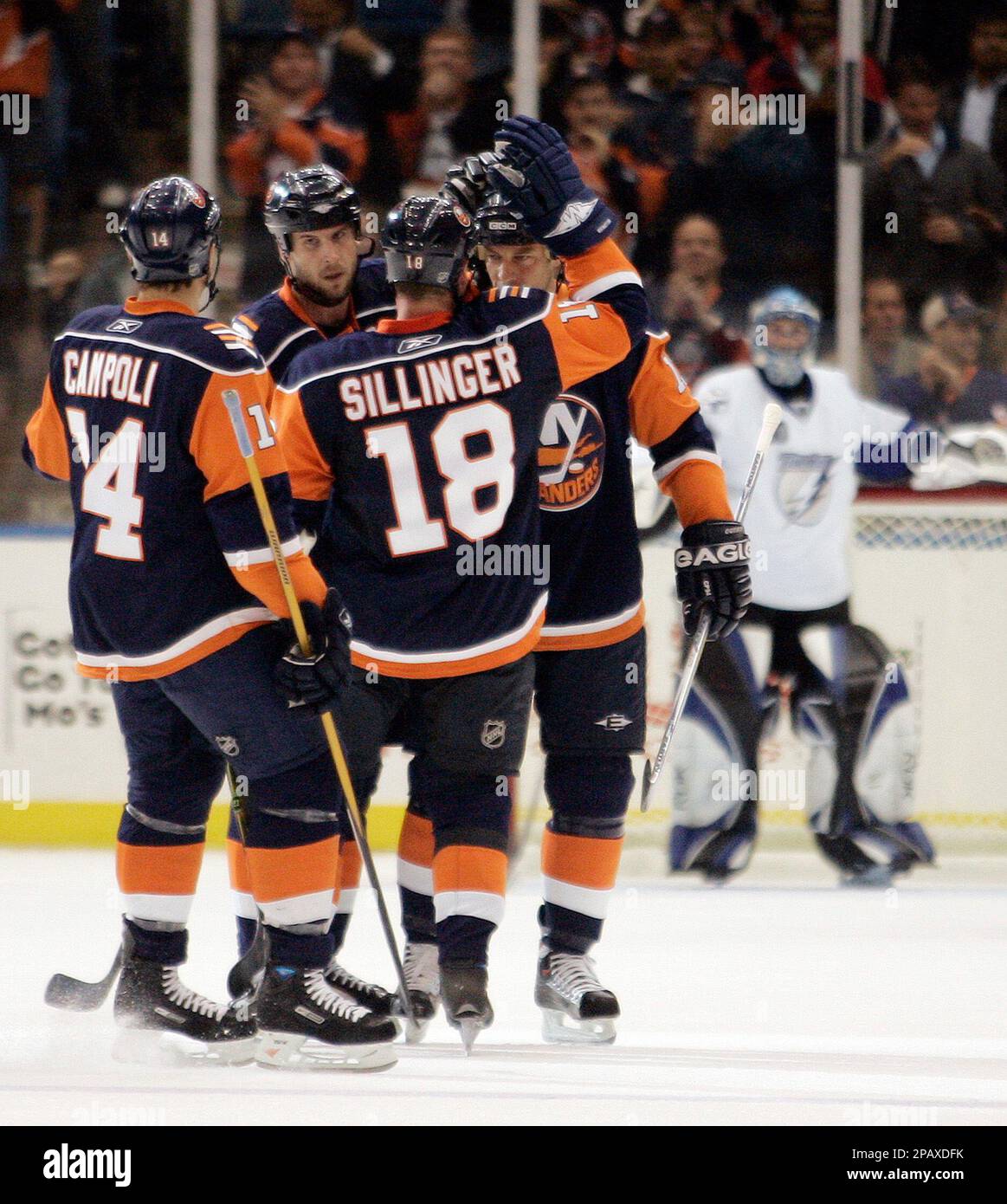 New York Islanders' Chris Campoli (14), Mike Sillinger (18) and Brendan ...