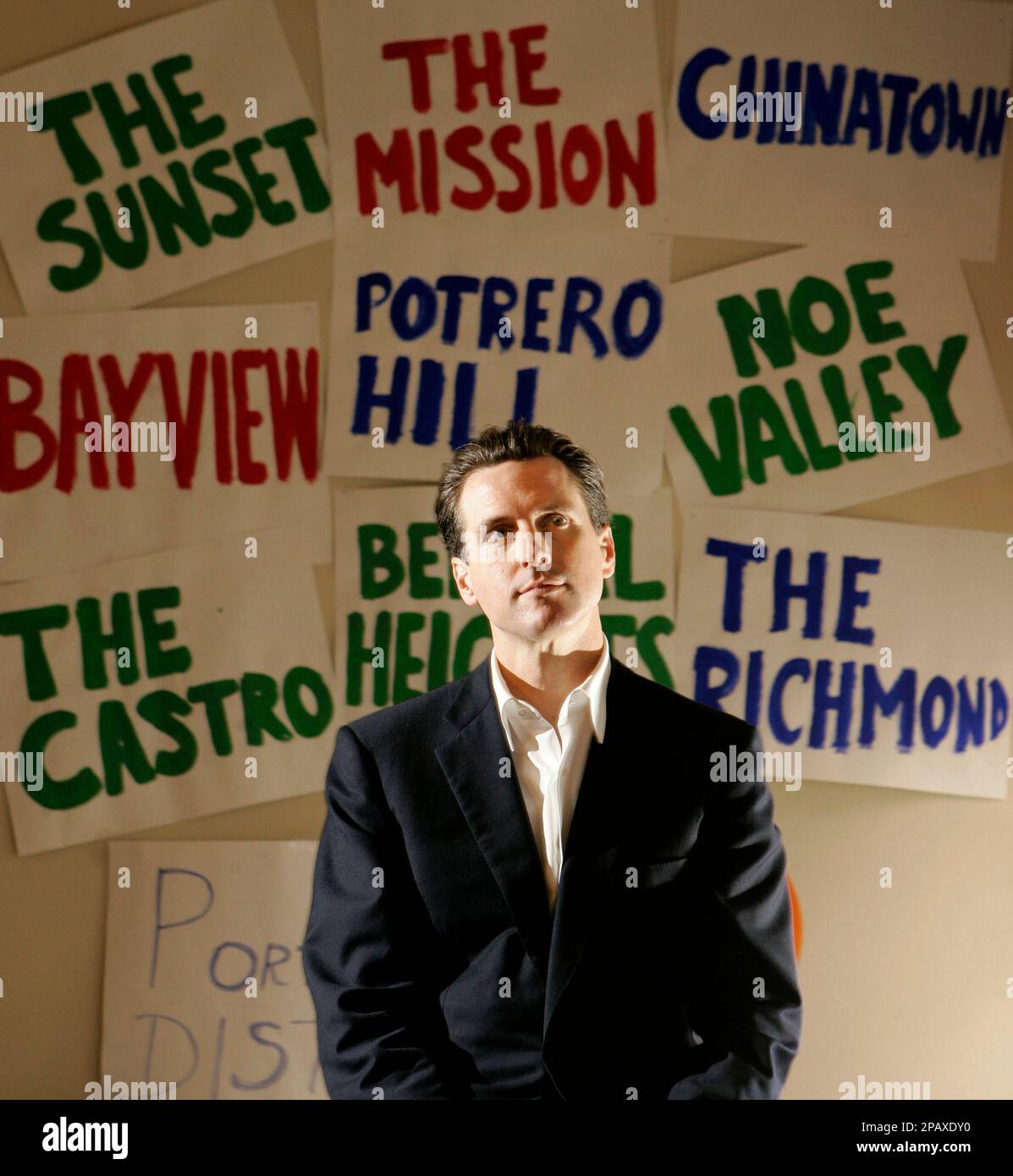 San Francisco mayor Gavin Newsom poses for a photograph at his campaign ...