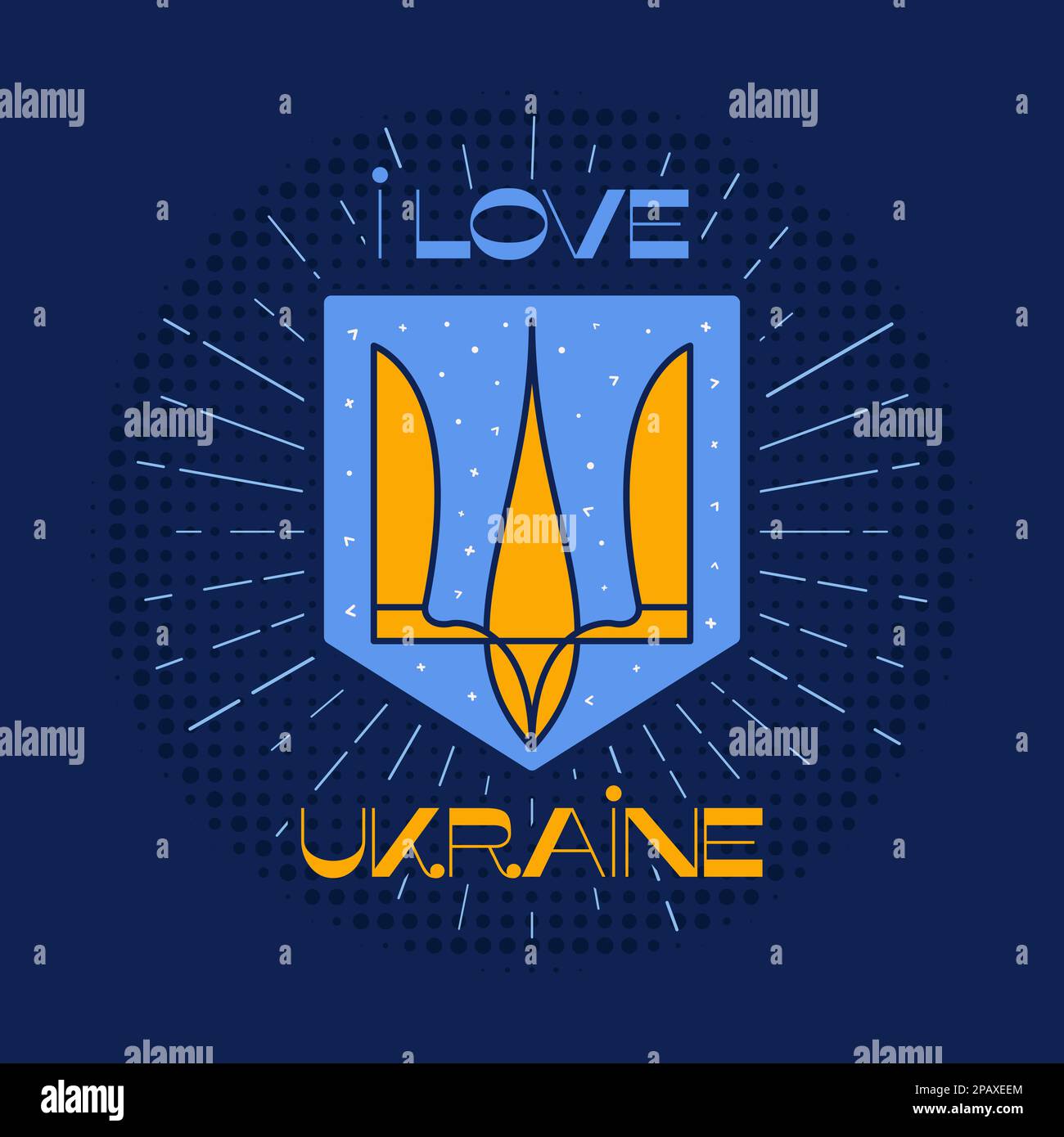 I love Ukraine badge design with Ukraine coat of arms and sunursts ...