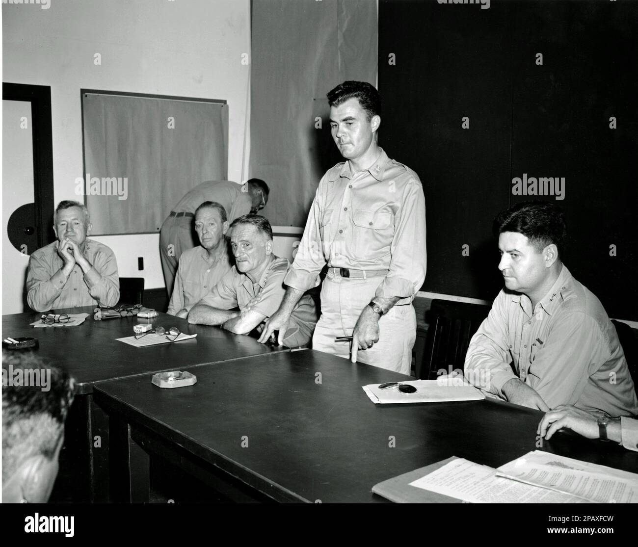 **FILE**Col. Paul W. Tibbets, standing, pilot of the B-29 Enola Gay ...