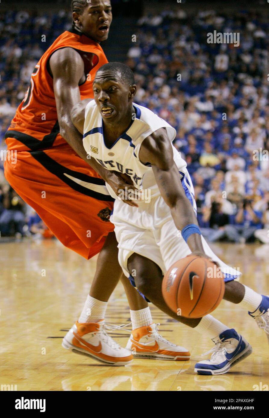 Kentucky's Ramel Bradley drives past Pikeville College's Jeff Ferguson ...