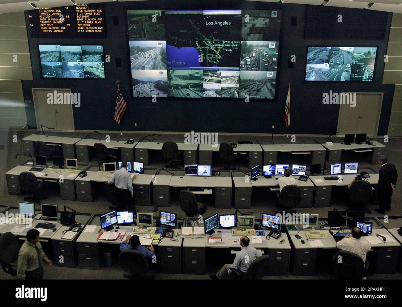 Engineers work at the new Los Angeles Regional Transportation ...