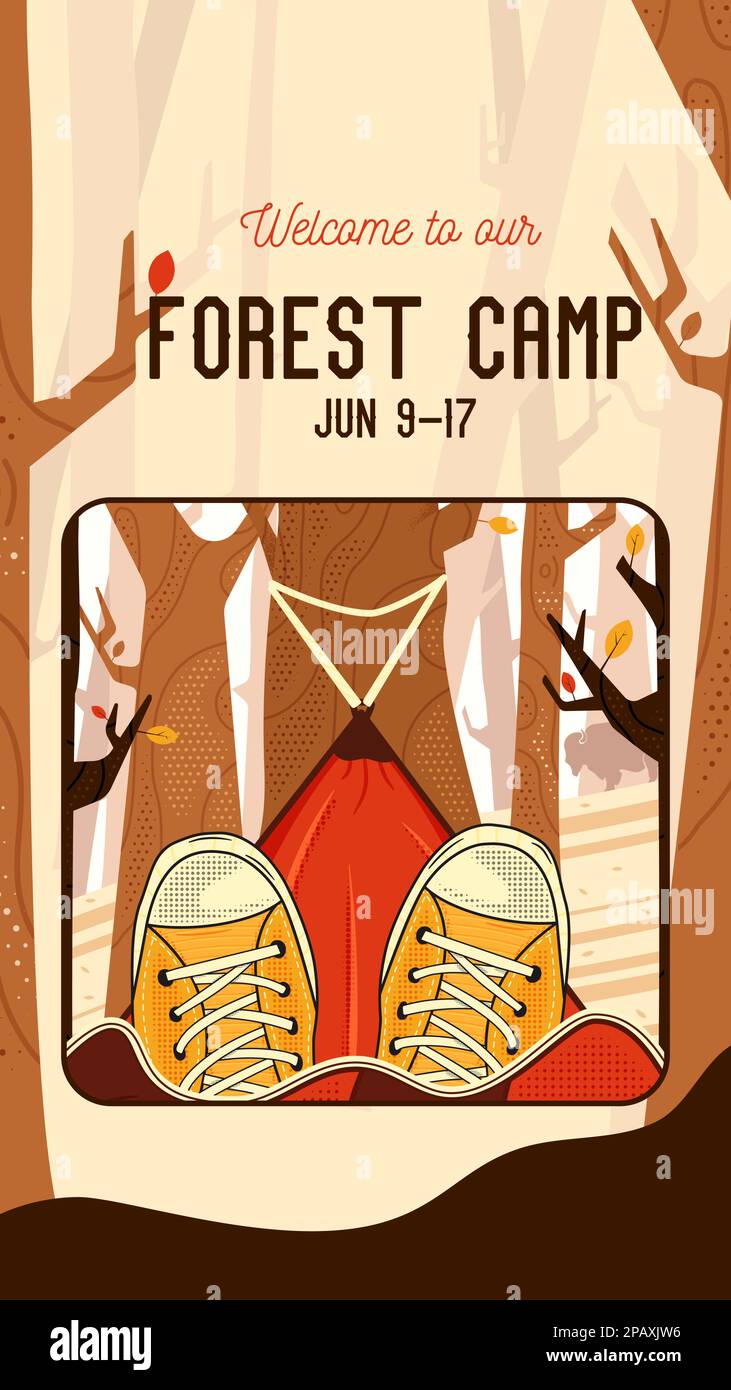 Adveture Summer Camp Social media post template with camper chilling in ...