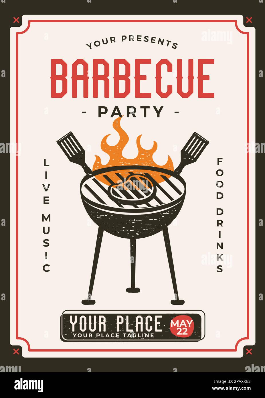 Barbecue party flyer template. BBQ grill card for social media ...