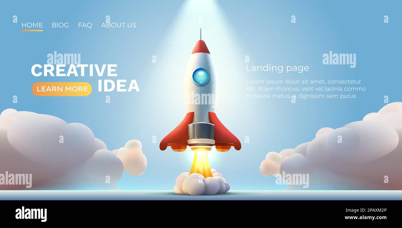 Rocket space startup, creative idea cover, landing page web site ...