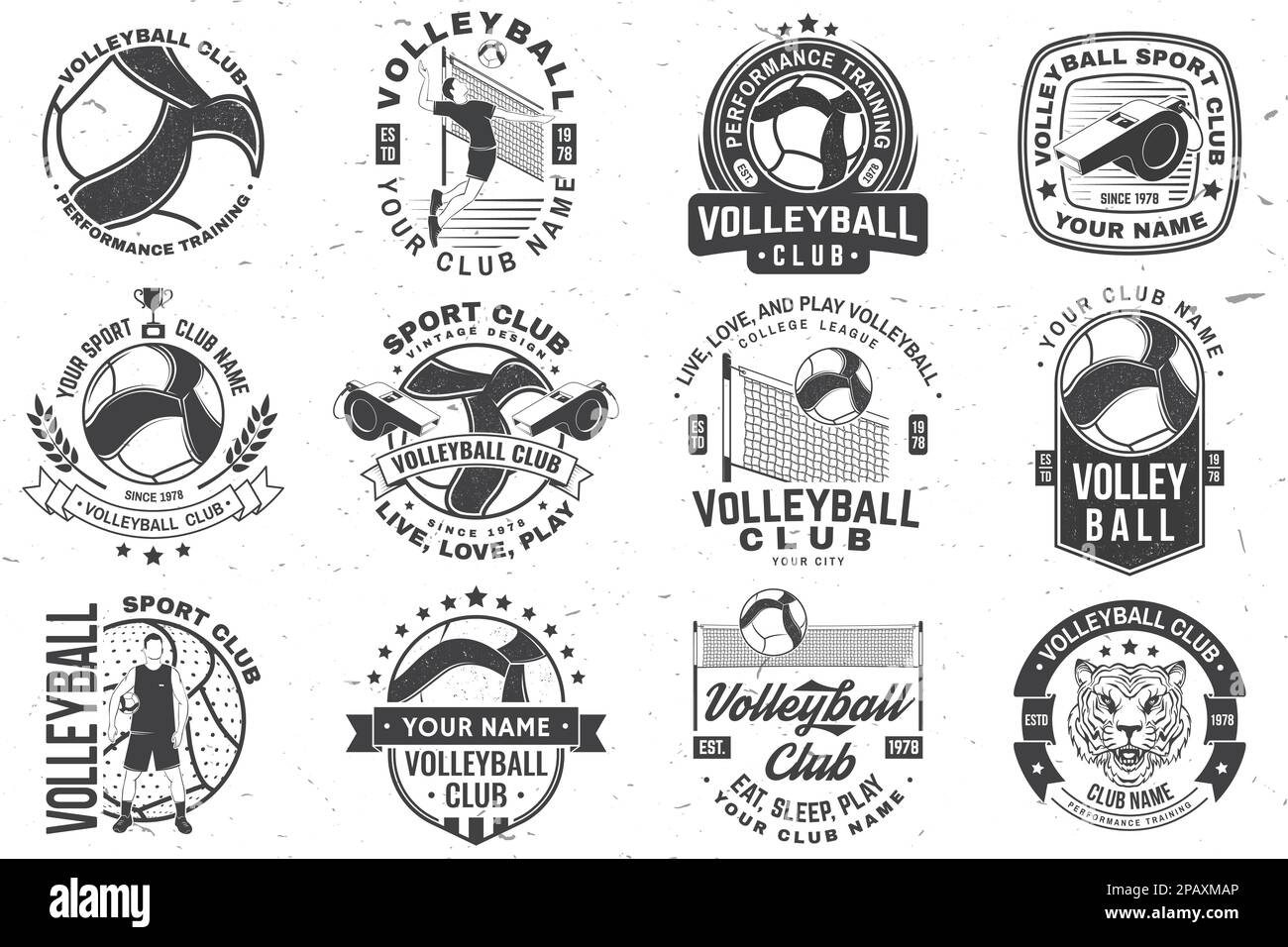 Set of Volleyball club badge, logo design. Vector illustration. For ...
