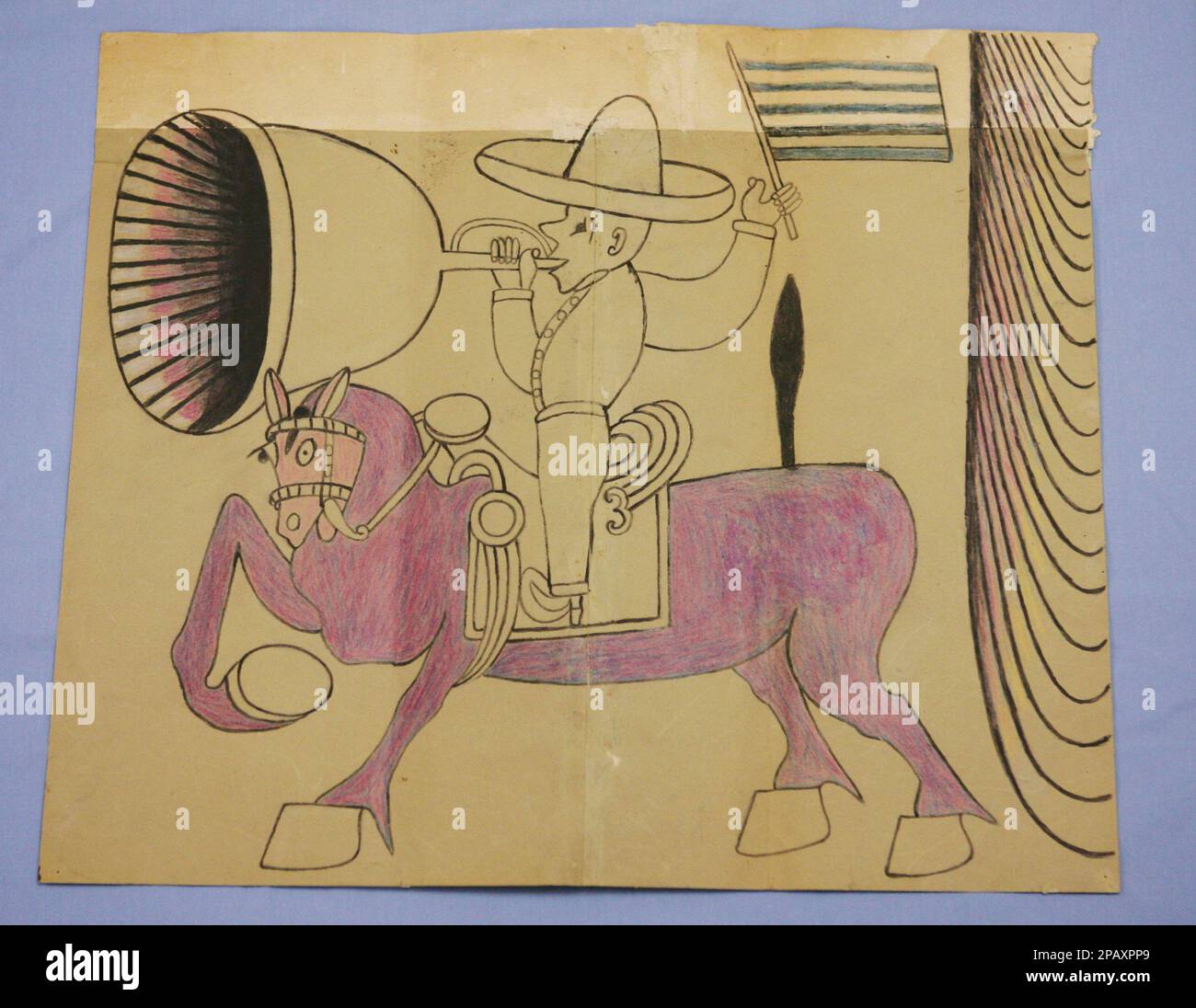 A drawing by the late Mexican artist Martin Ramirez is photographed ...