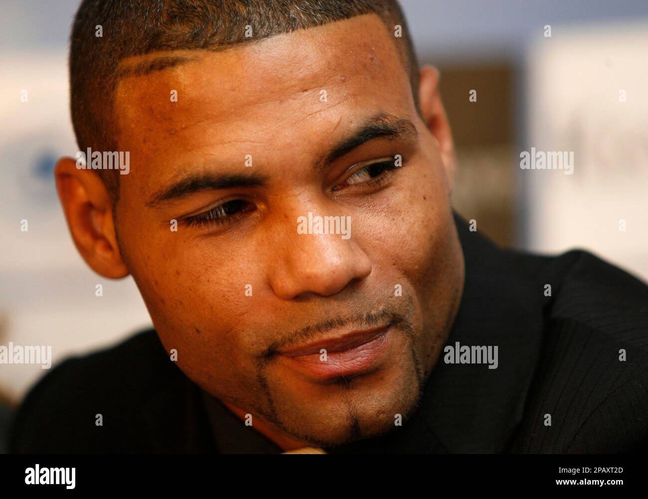 Boxer Wayne Elcock from Britain attends a press conference in ...