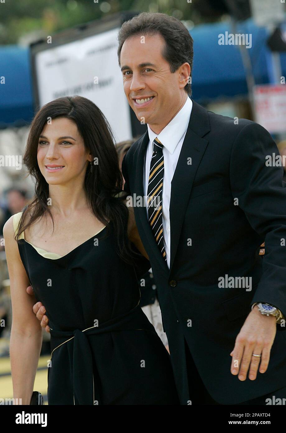 Actor Jerry Seinfeld, right, and his wife, Jessica Seinfeld, left, pose ...