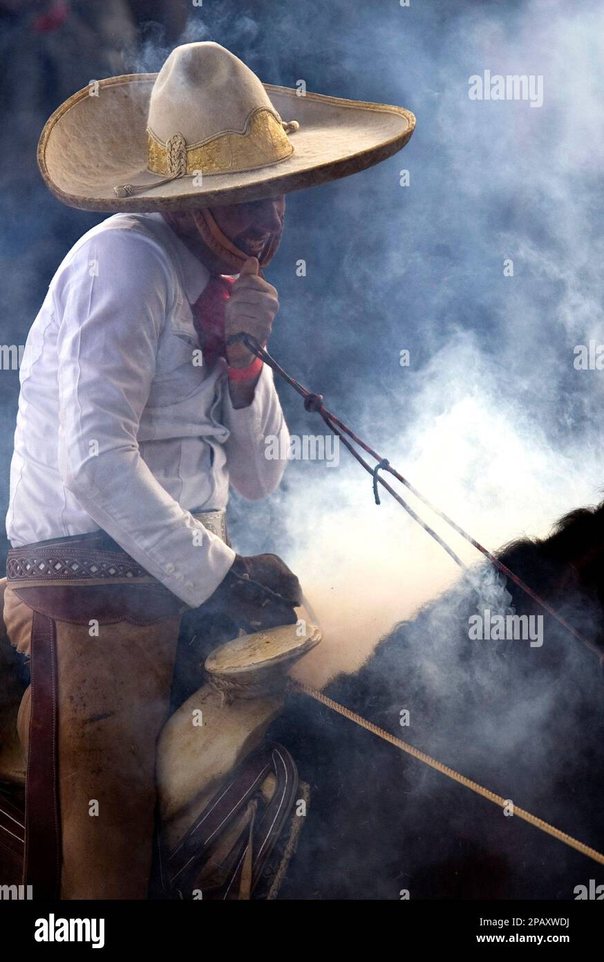 Mexican Charro Oscar Padilla competes on the "Full Charro" final at the ...