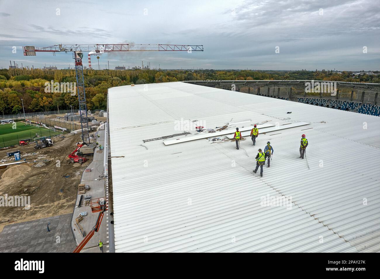 construction and finishing works at the football stadium in plock ...