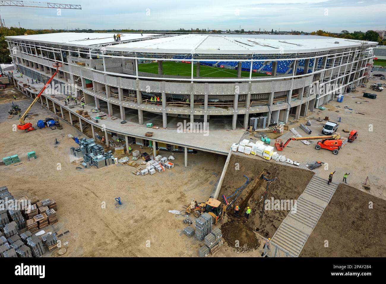 construction and finishing works at the football stadium in plock ...