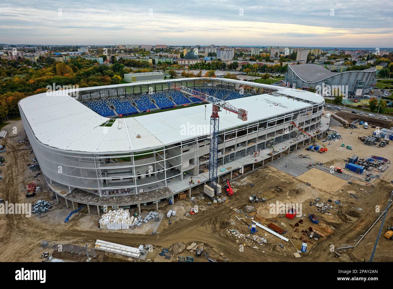 construction and finishing works at the football stadium in plock ...