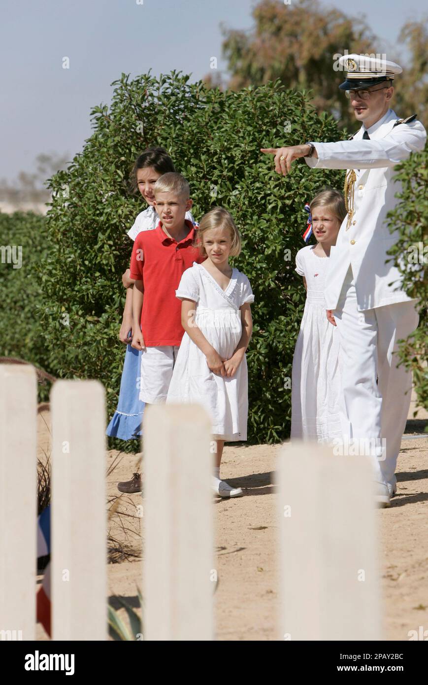 French Naval Attache Guillaume Desgrees du Lou shows his children the ...