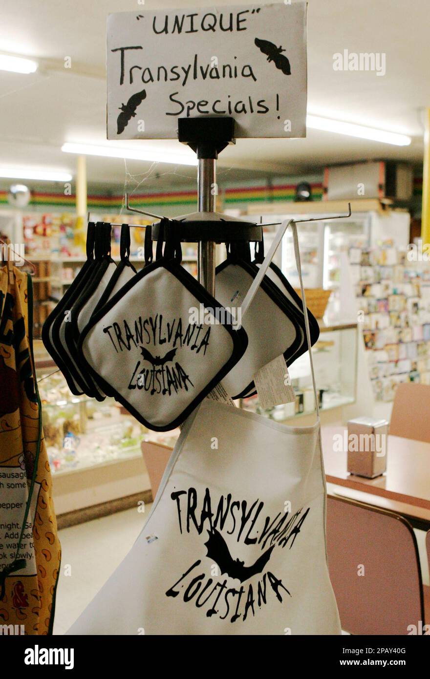 Transylvania souvenirs on display at the Transylvania General Store ...
