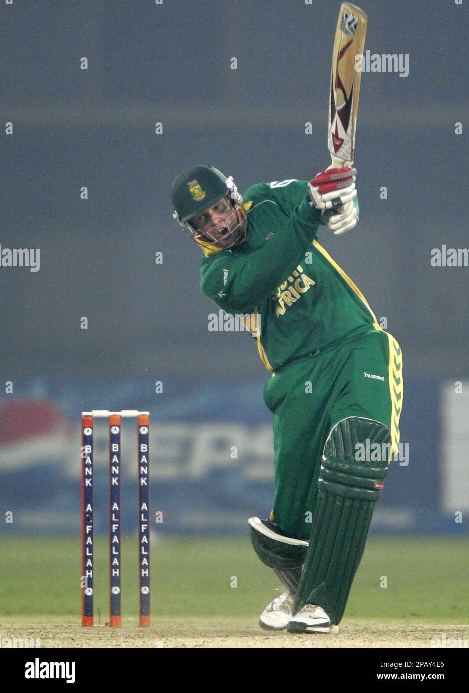 South African all-rounder Shaun Pollock plays a shot during the fourth ...