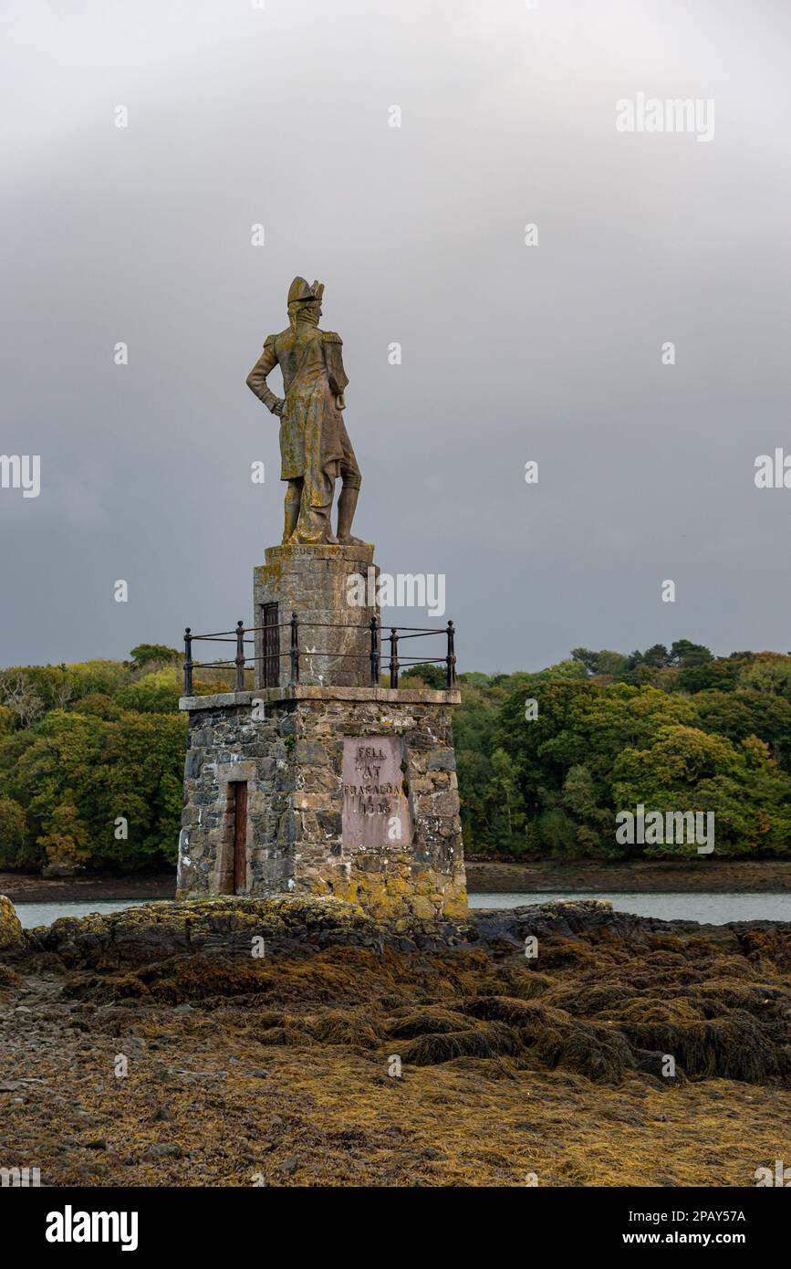 Lord Nelson's Statue near Plas Llanfair overlooking the Menai Strait ...