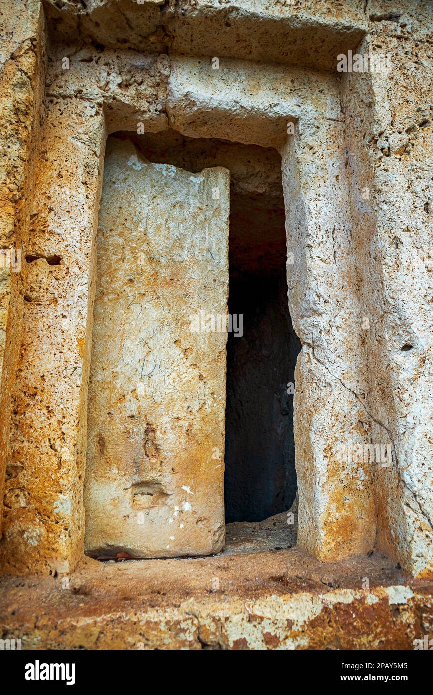 Rock tombs of Pinara ancient city in Lycia, Antalya, Turkey Stock Photo ...