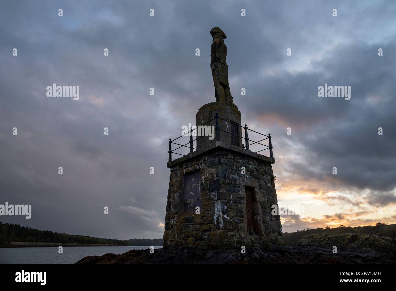 Lord Nelson's Statue near Plas Llanfair overlooking the Menai Strait ...