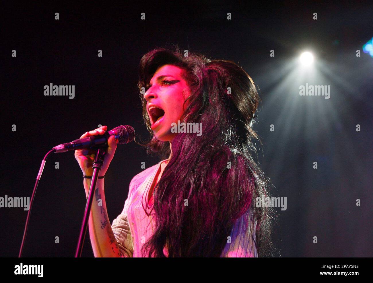 British soul singer Amy Winehouse performs during her concert at the ...