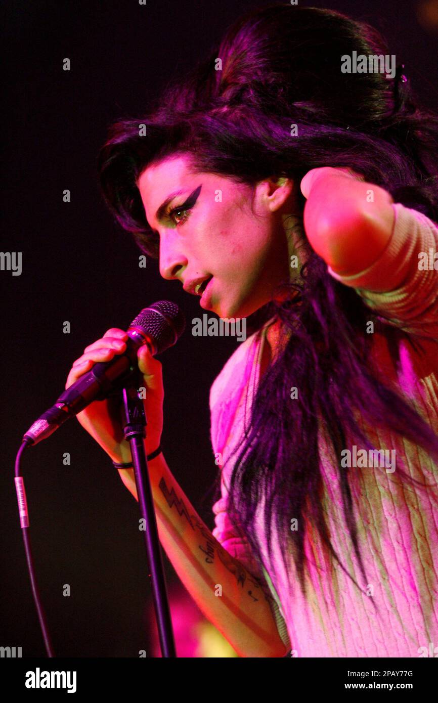 British soul singer Amy Winehouse performs during her concert at the ...