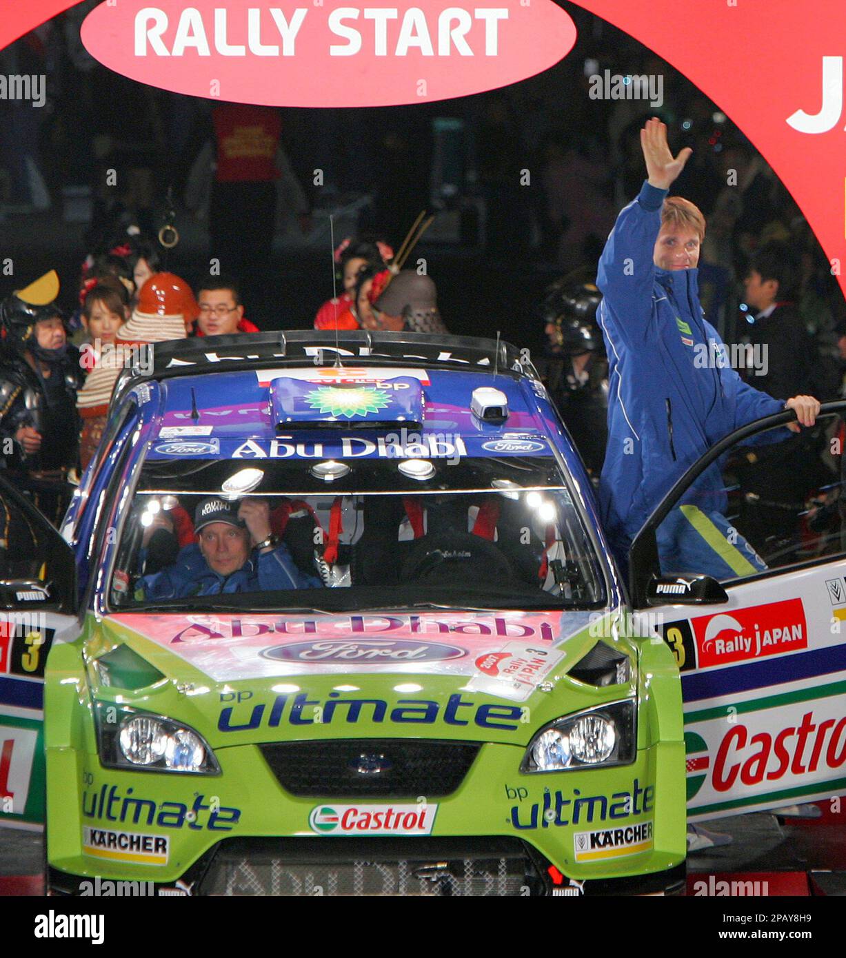 Finland's Marcus Gronholm, right, the point leader of the World Rally ...