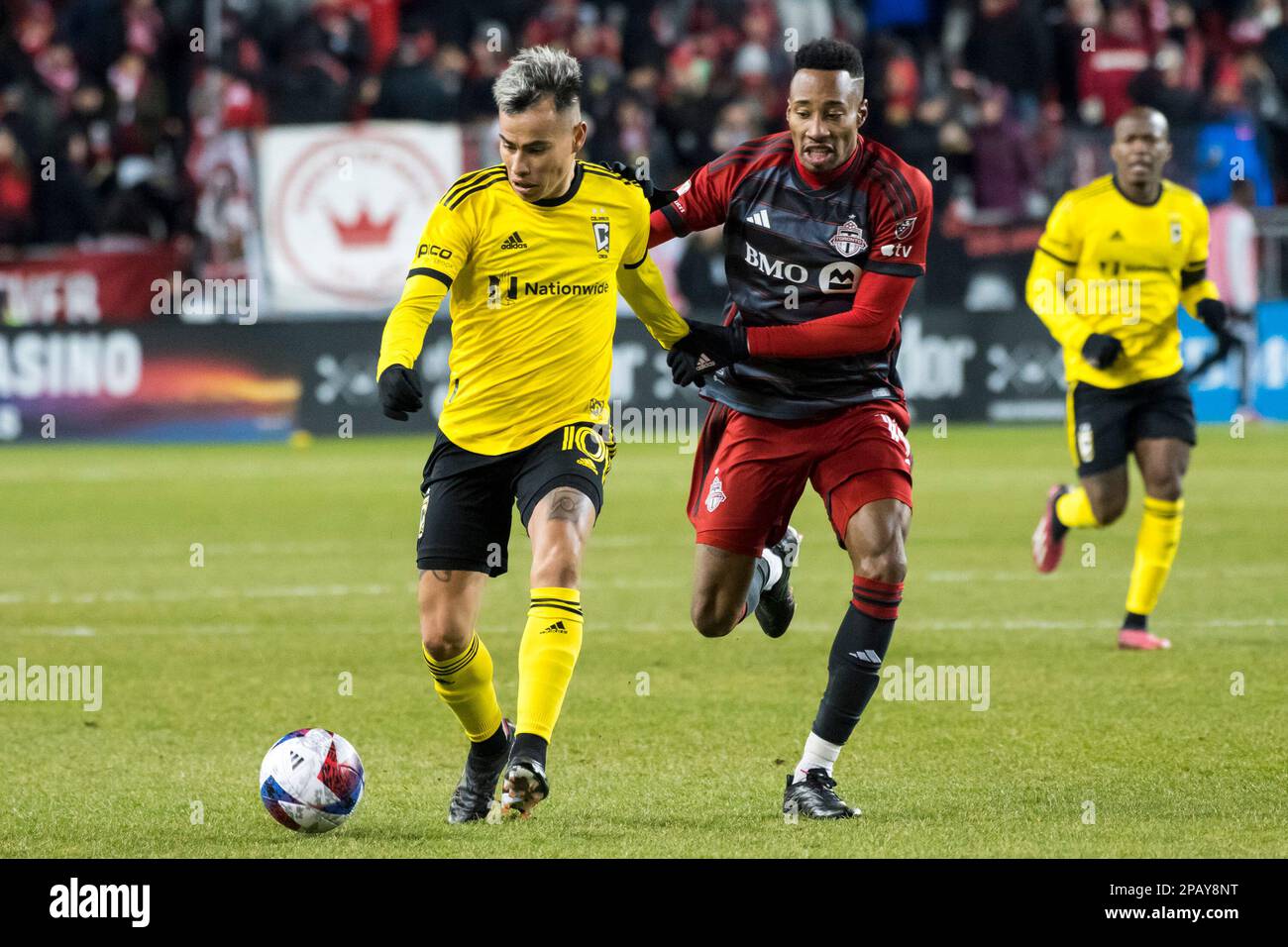 Toronto, Canada. 11th Mar, 2023. Lucas Zelarayán #10 (L) and Mark ...