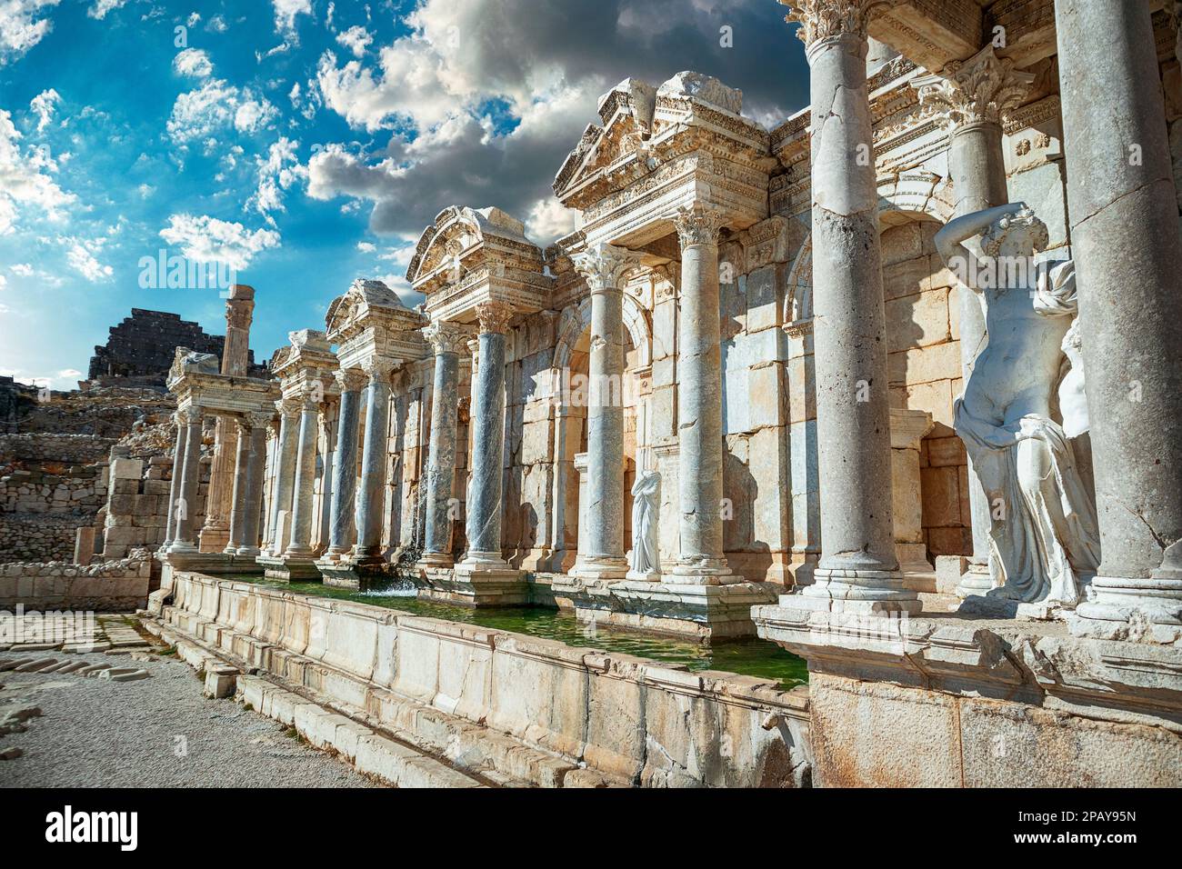 Sagalassos ancient city near Burdur, Turkey. Ruins of the Upper Agora ...