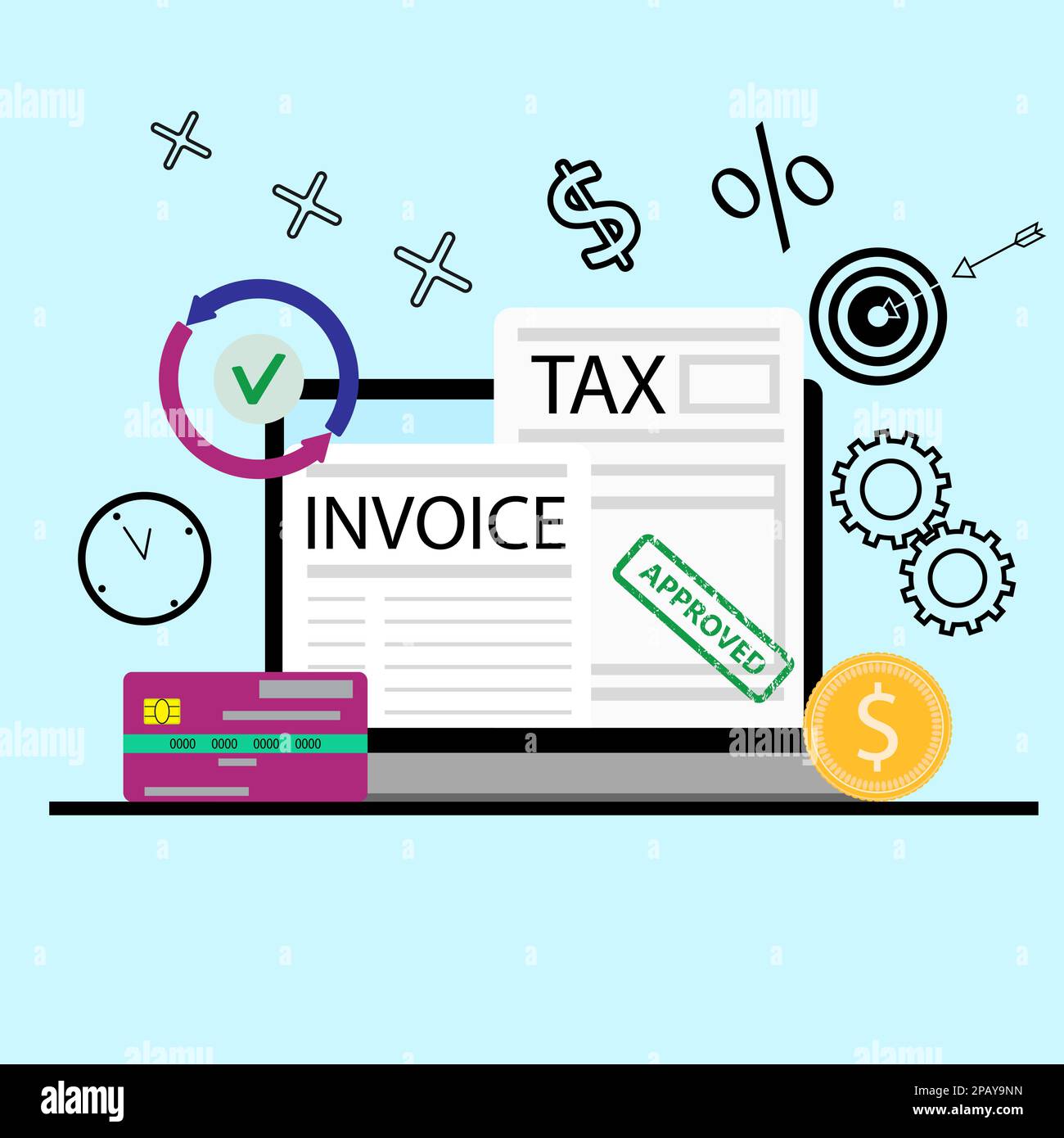 Pay to invoice and payment of tax online, internet banking. Vector ...