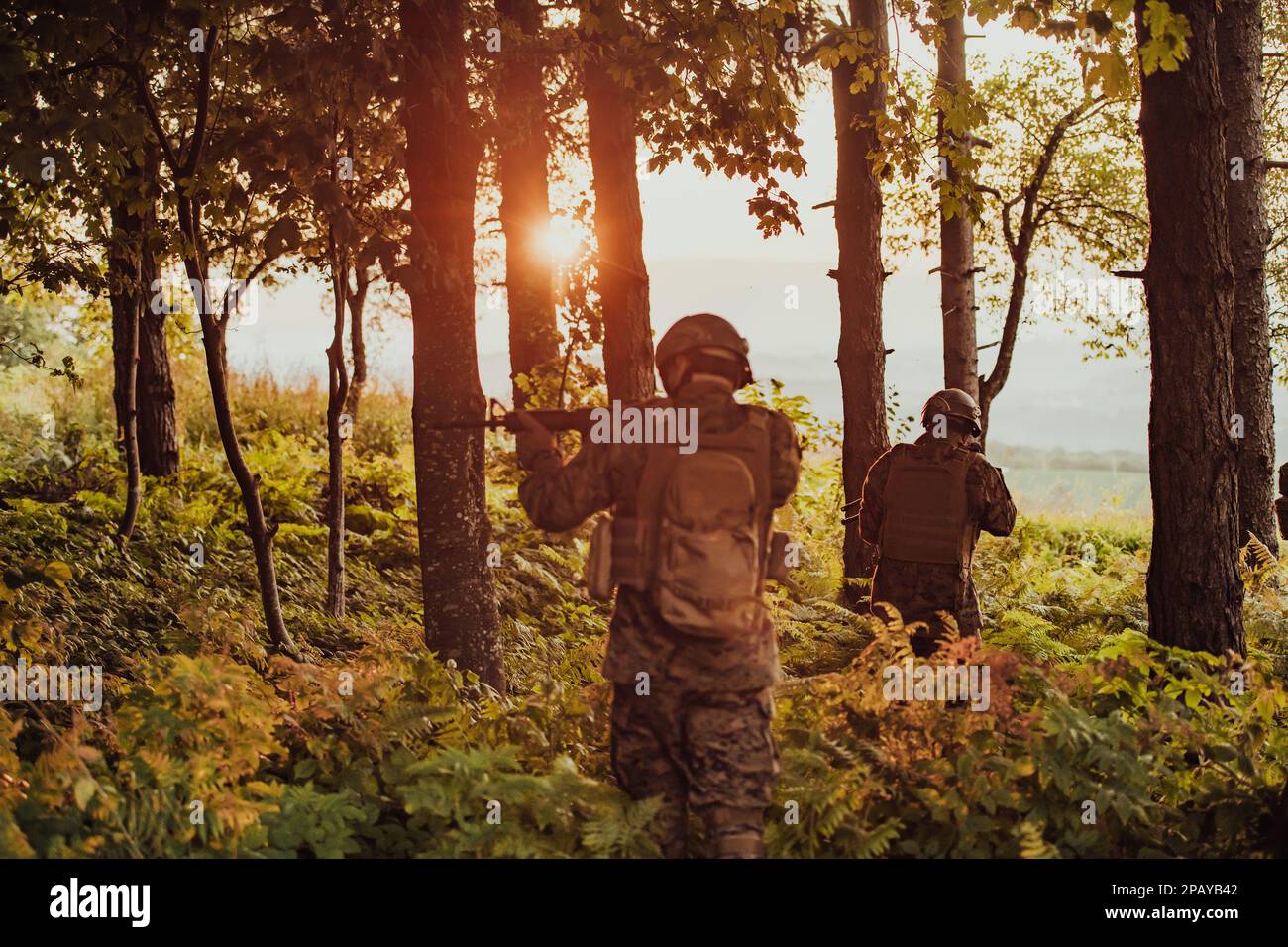 A group of modern warfare soldiers is fighting a war in dangerous ...