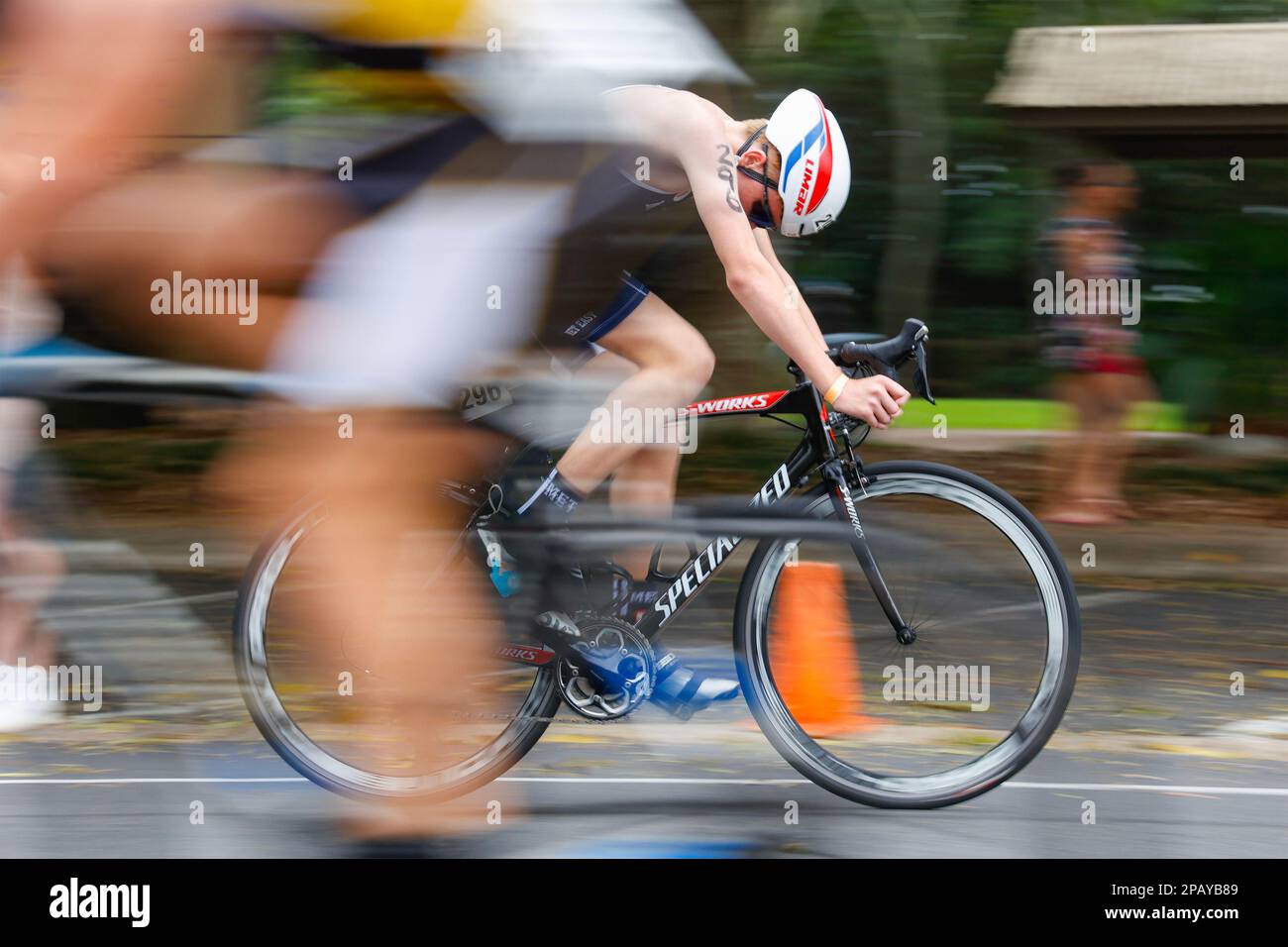 Teenage Cyclist cycling at the National Schools Triathlon in Hervey Bay ...