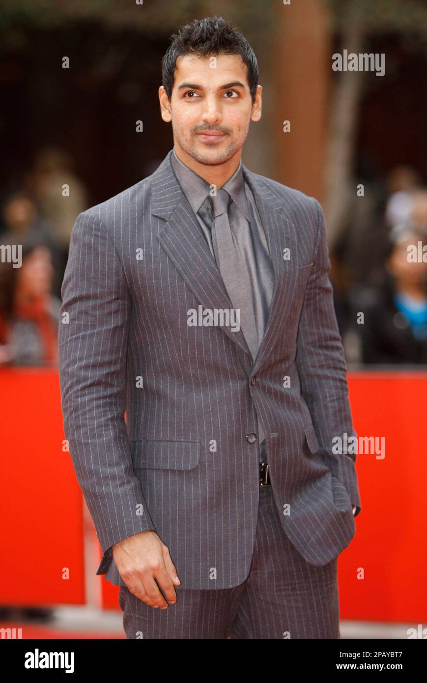 Indian actor John Abraham arrives for the presentation of his movie "No ...