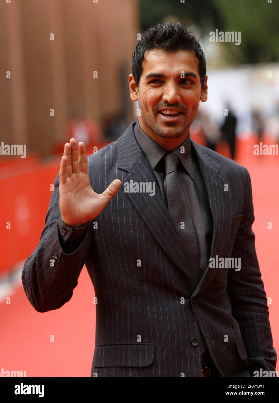 Indian actor John Abraham arrives for the presentation of his movie "No ...