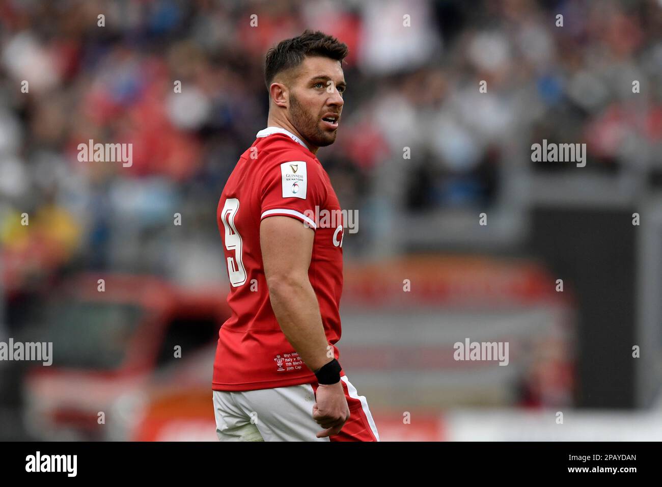 Rhys Webb of Wales during the Six Nations rugby match between Italy and Wales at Stadio Olimpico ...