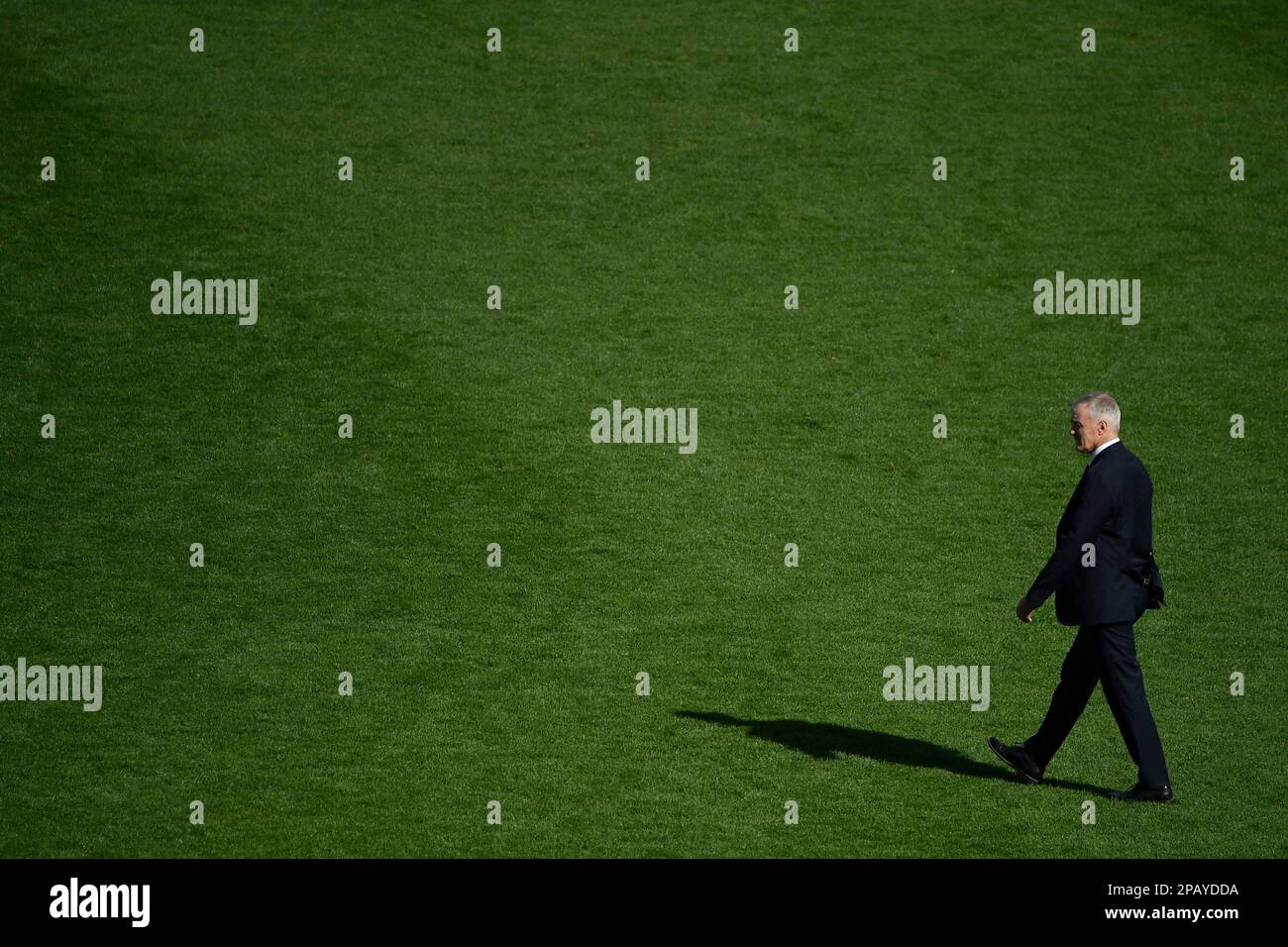 Kieran Crowley head coach of Italy walks on the pitch prior to the Six ...