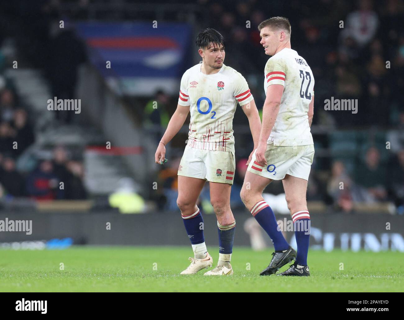 L-R England's Marcus Smith and England's Owen Farrell during the 2023 ...