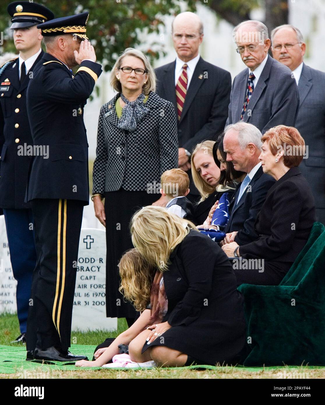 Brig. Gen Rodney Johnson, left, salutes the family of Army Staff Sgt ...