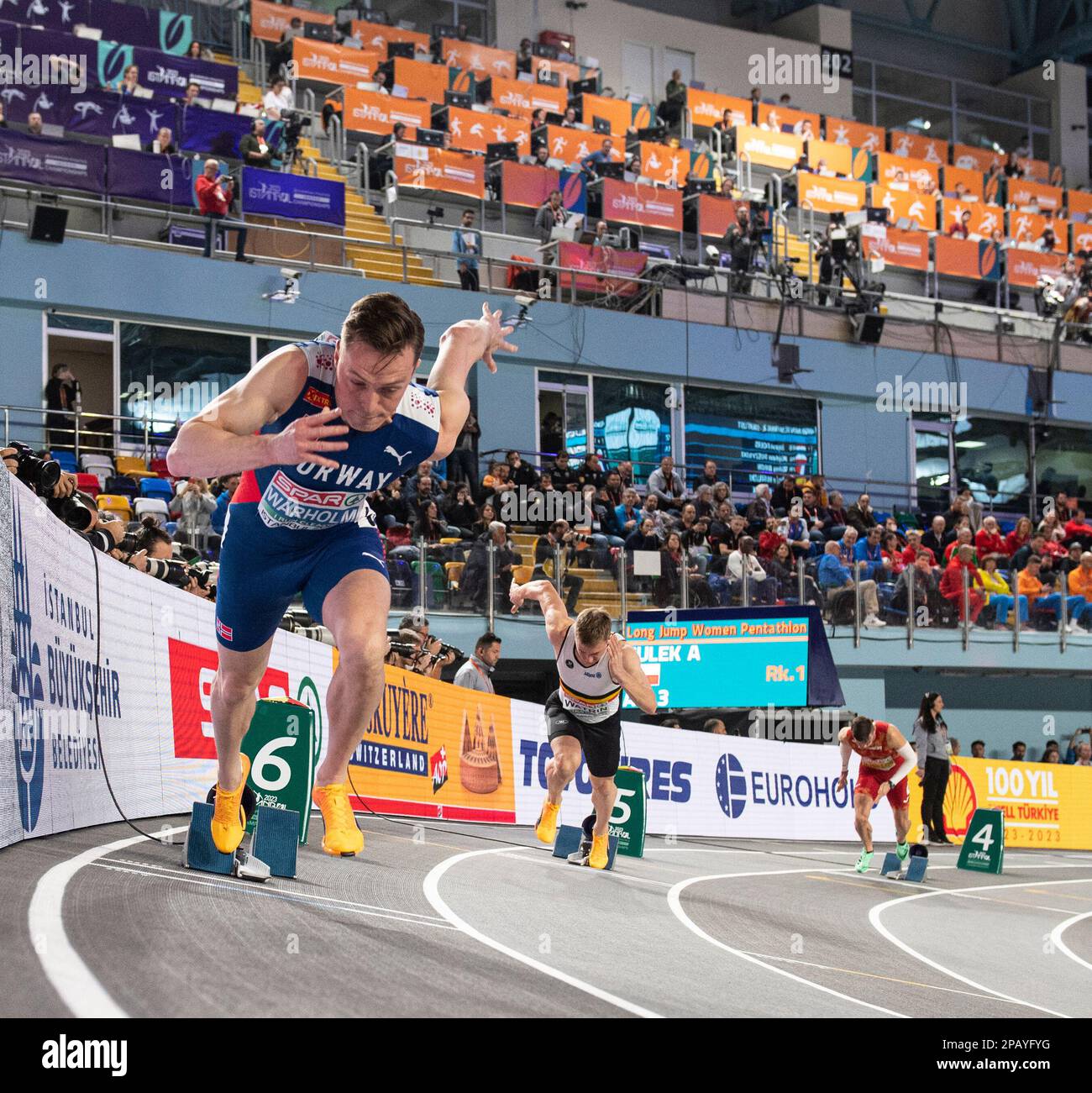 Karsten Warholm of Norway competing in the men’s 400m semi-final at the ...