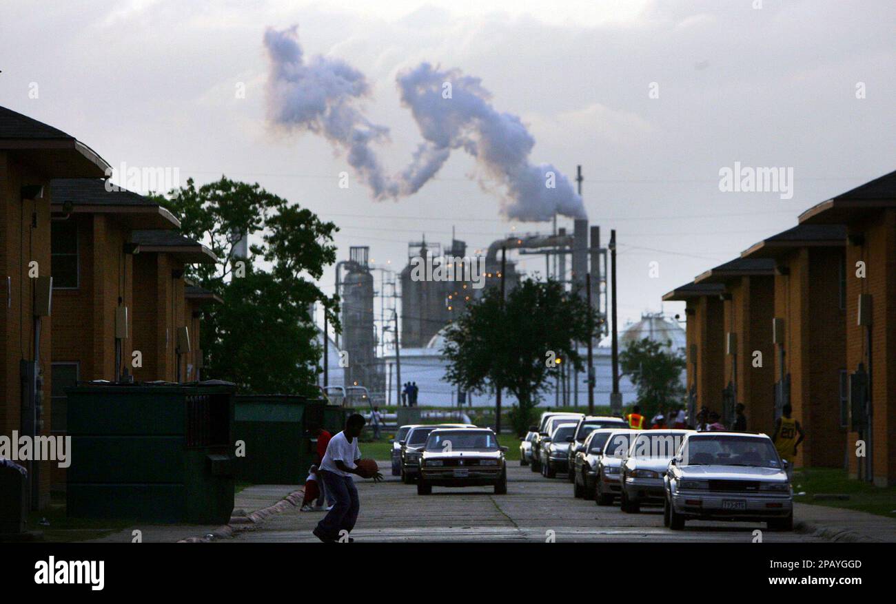 The Carver Terrace hosing project is shown next to an oil refinery in ...