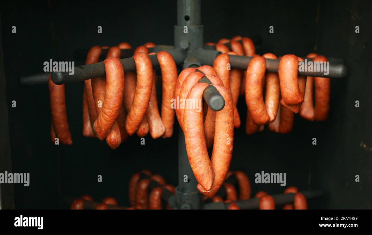 Sausage lamb red smokehouse smoked on beech wood slaughter traditional ...