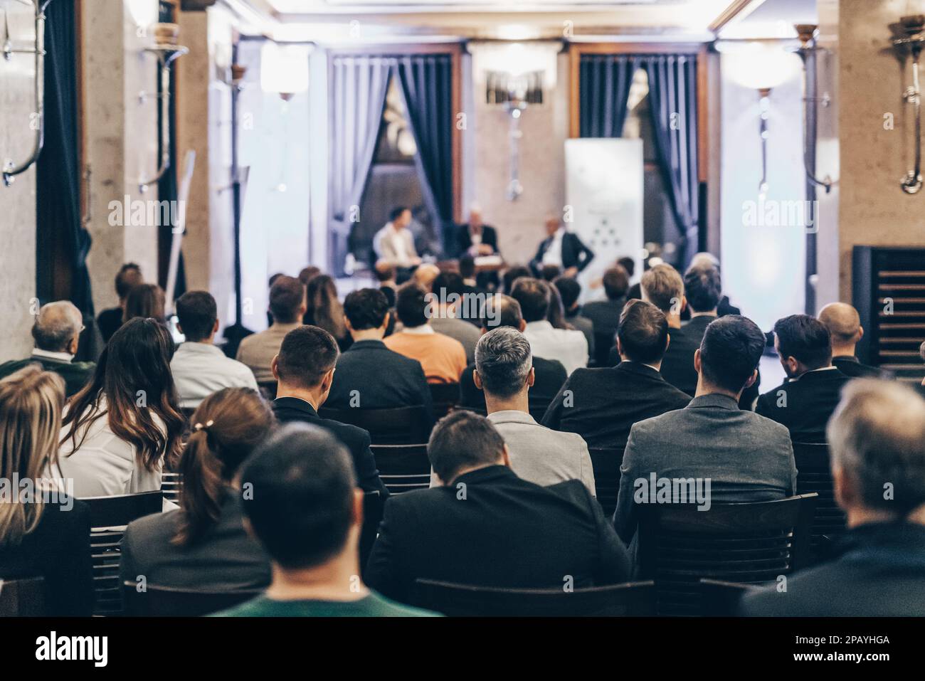 Round table discussion at business convention and Presentation ...